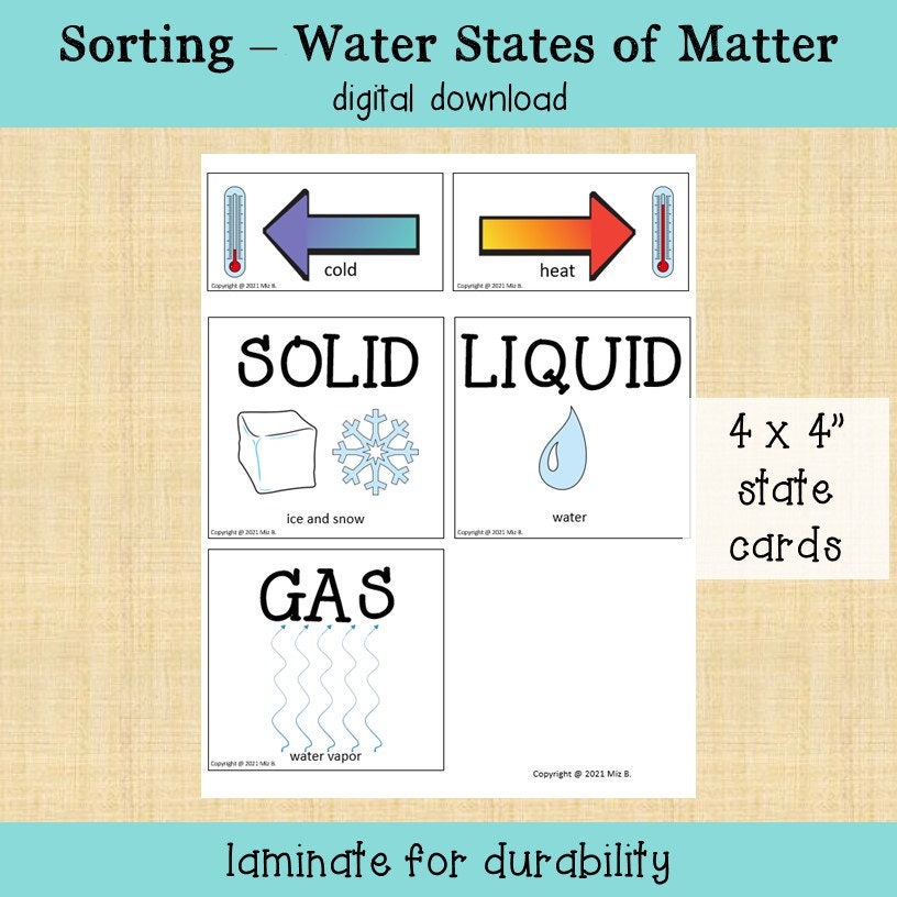 Water States of Matter Sorting Activity | Earth Science - Etsy