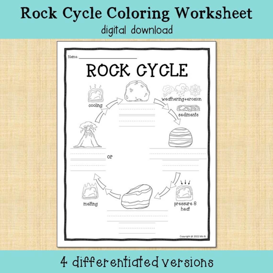 Rock Cycle Coloring Worksheet Printable - Etsy