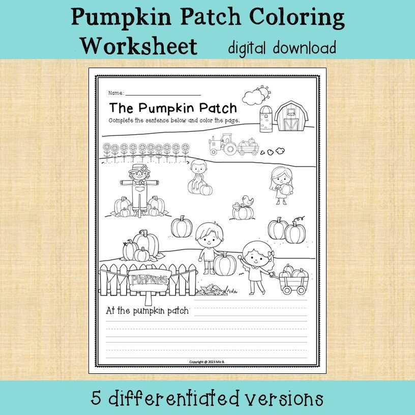 Pumpkin Patch Coloring Worksheet - Etsy