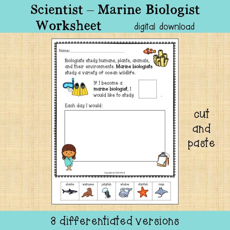 If I Become a Marine Biologist Coloring Worksheet and Writing Prompt - Etsy