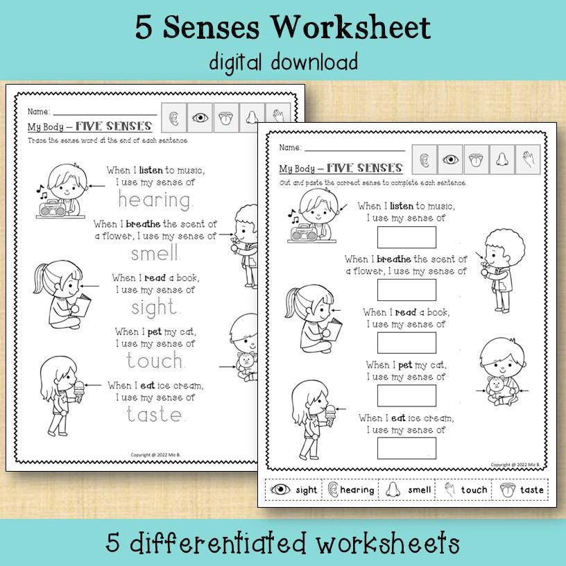 Five Senses Coloring Worksheet | No Prep Morning Work Bell Ringer - Etsy