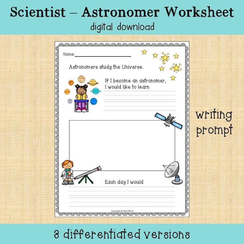 If I Become an Astronomer Coloring Worksheet and Writing Prompt - Etsy