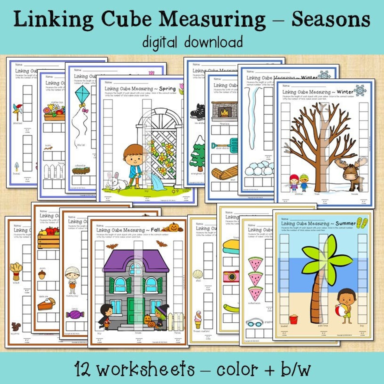 Linking Cube Measuring Bundle | All Seasons - Winter, Spring, Summer ...