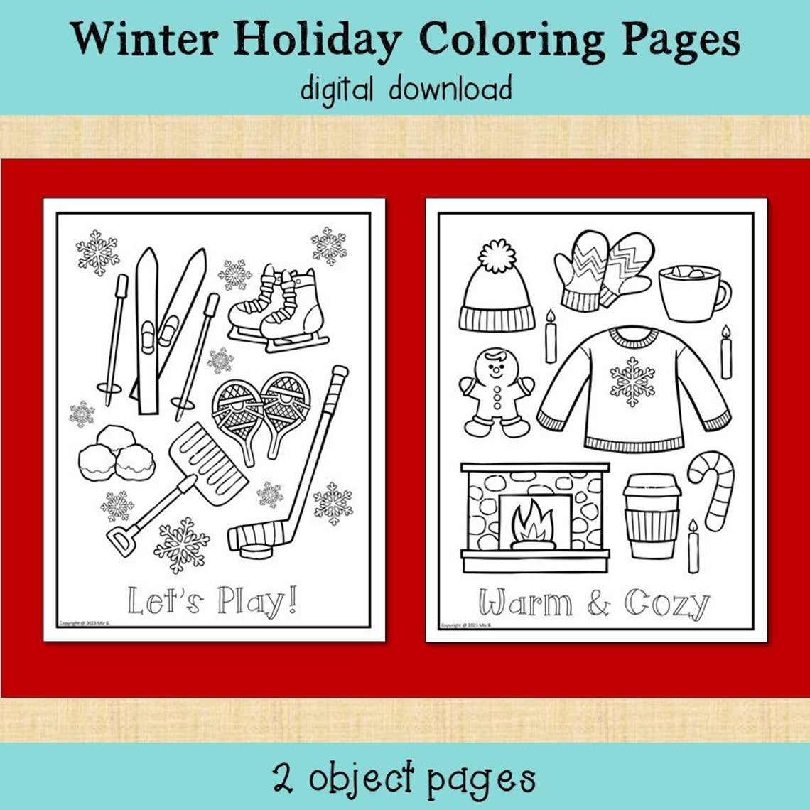 Winter Holiday Coloring Pages Sheets Christmas Hannukah Kwanzaa - Etsy