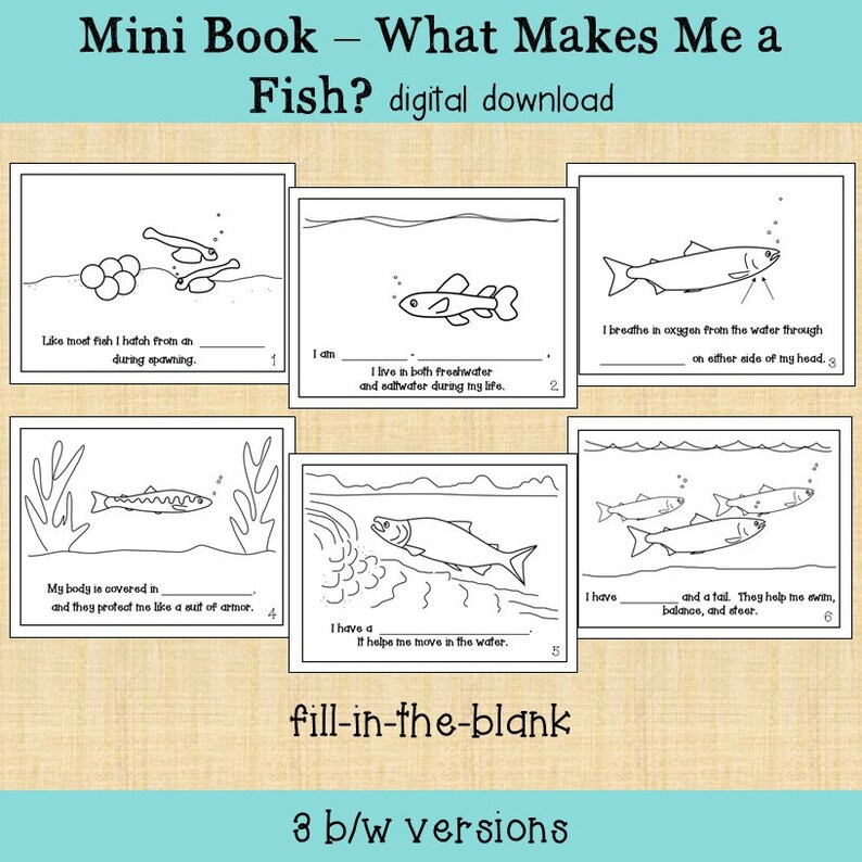 What Makes Me a Fish? Salmon Mini Coloring Book Printable - Etsy