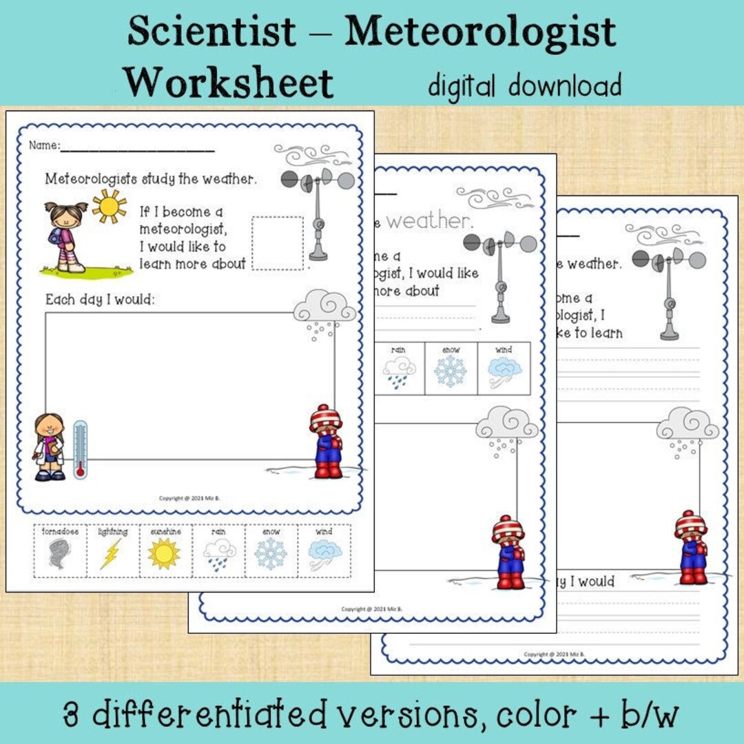 If I Become a Meteorologist Coloring Worksheet and Writing Prompt - Etsy