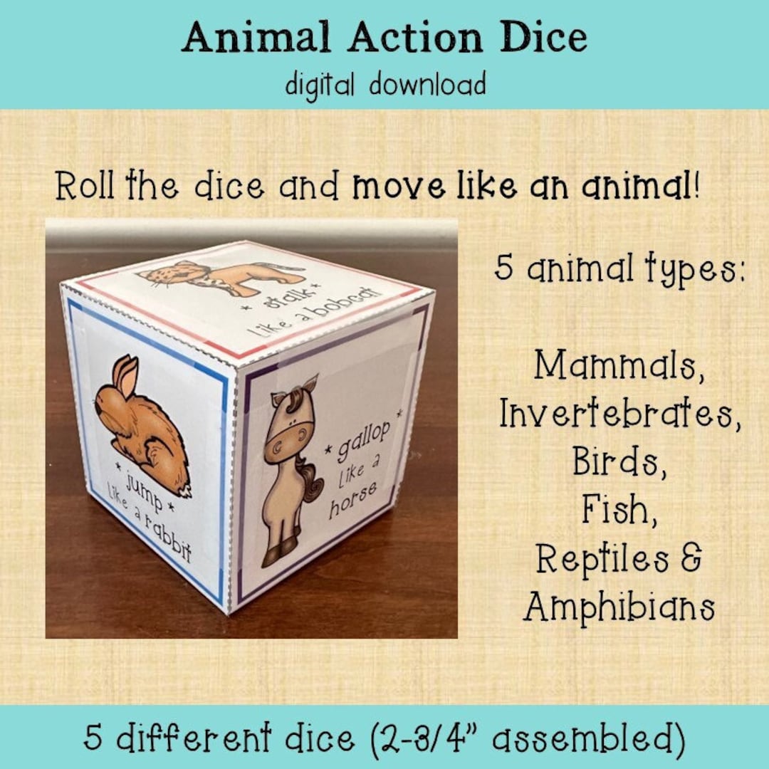 Action Dice Printable - Animal Types - Etsy