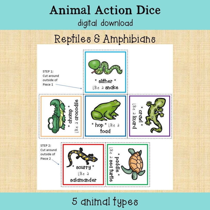 Action Dice Printable - Animal Types - Etsy