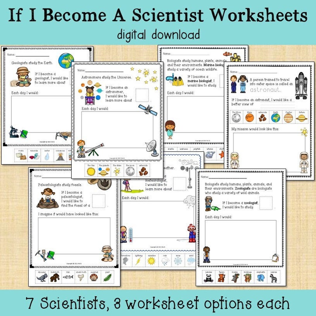 If I Become a Scientist Coloring Page + Writing Prompt Bundle | 7 ...