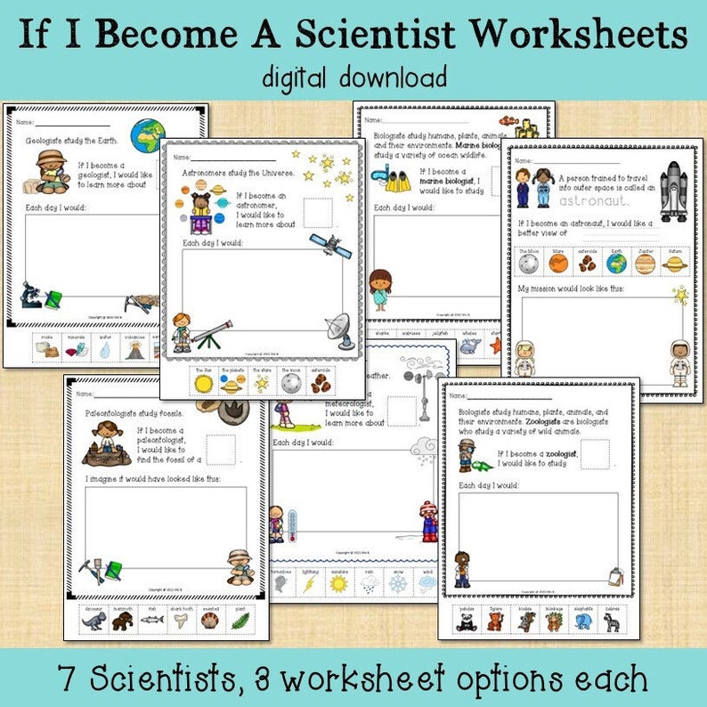 If I Become a Scientist Coloring Page Writing Prompt Bundle 7 ...