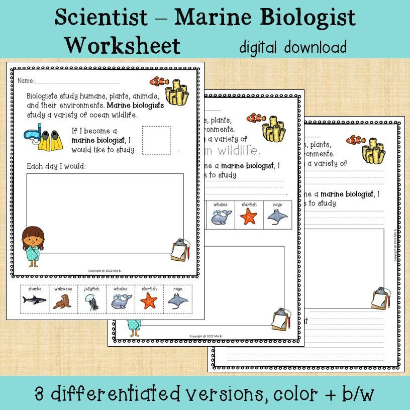If I Become a Marine Biologist Coloring Worksheet and Writing Prompt - Etsy