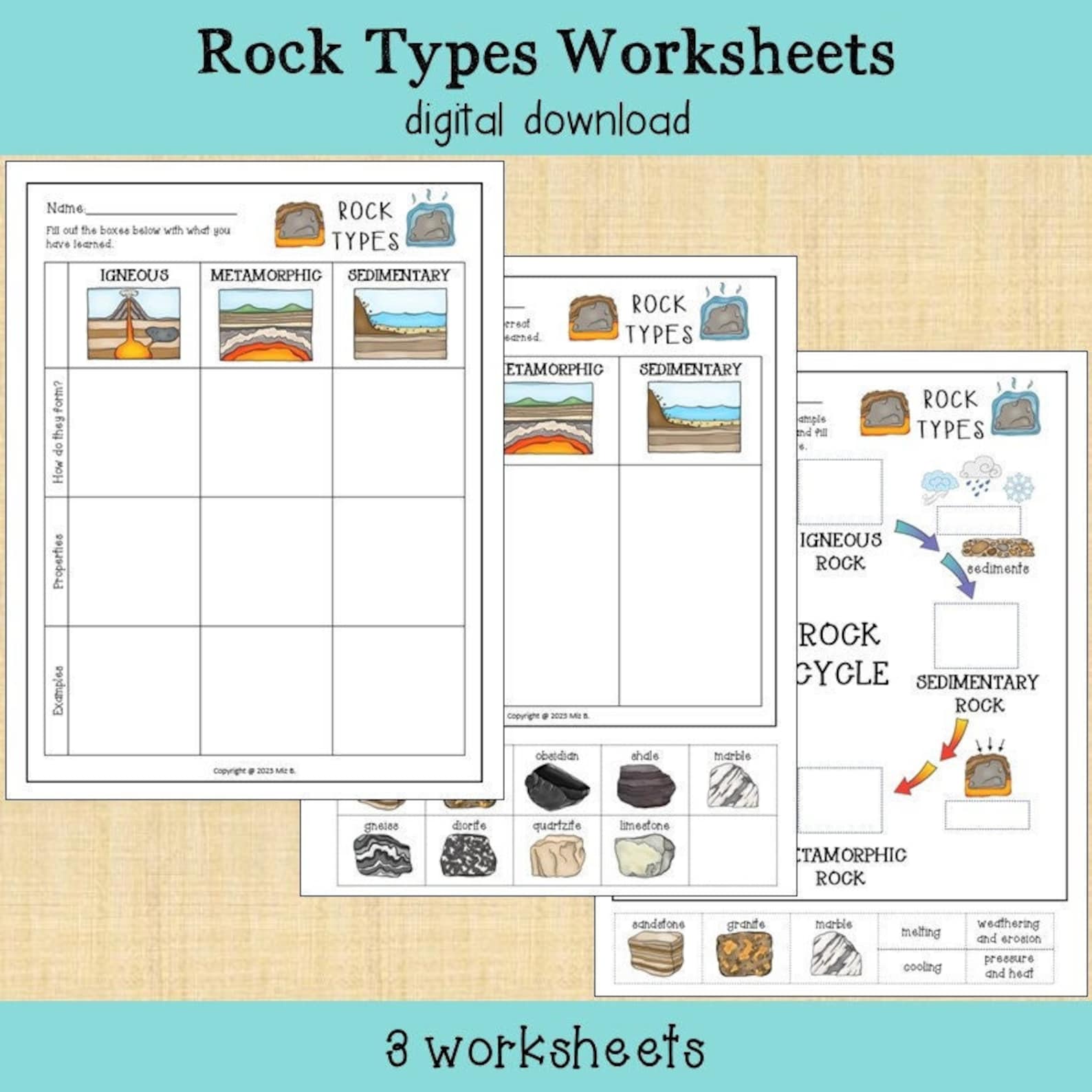 Rock Types Worksheets - Etsy