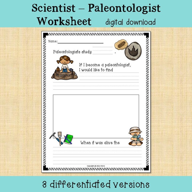 If I Become a Paleontologist Worksheet Coloring and Writing Prompt - Etsy