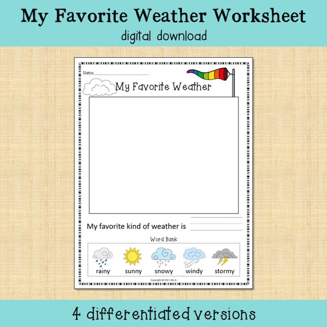 My Favorite Weather Worksheet Printable - Etsy