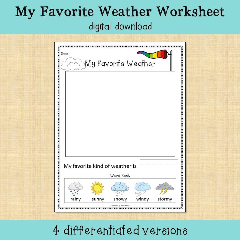 My Favorite Weather Worksheet Printable - Etsy