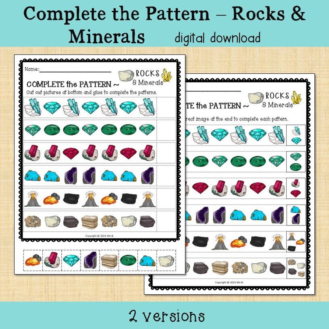 Complete the Math Pattern - Rocks and Minerals - Etsy