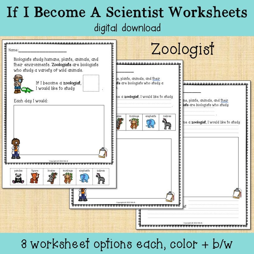 If I Become a Scientist Coloring Page + Writing Prompt Bundle | 7 ...