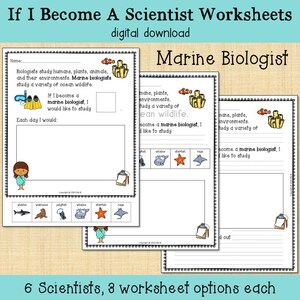 If I Become a Scientist Coloring Page + Writing Prompt Bundle | 7 ...