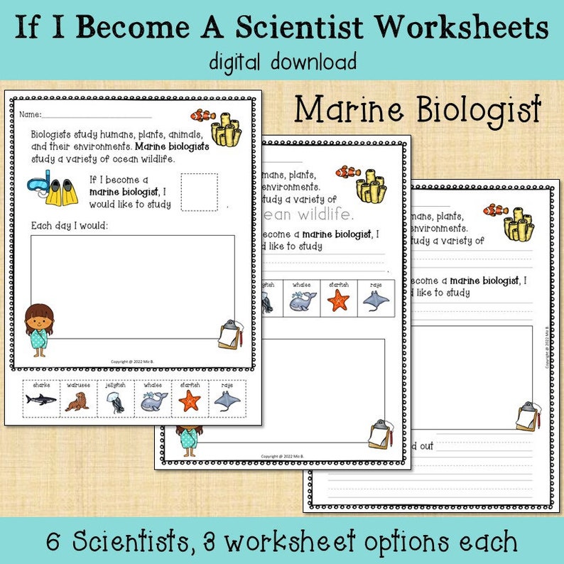 If I Become a Scientist Coloring Page Writing Prompt Bundle 7 ...