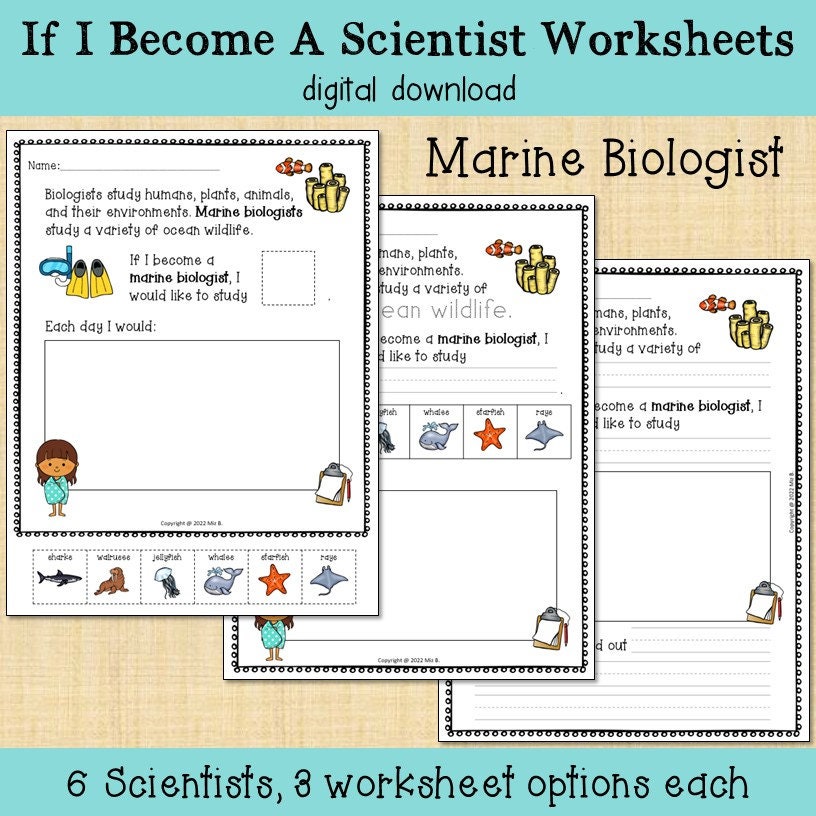 If I Become a Scientist Coloring Page + Writing Prompt Bundle | 7 ...