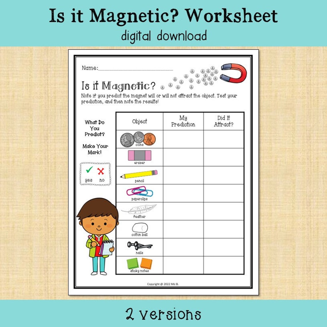 Is It Magnetic? Predict and Test Worksheet Printable - Etsy