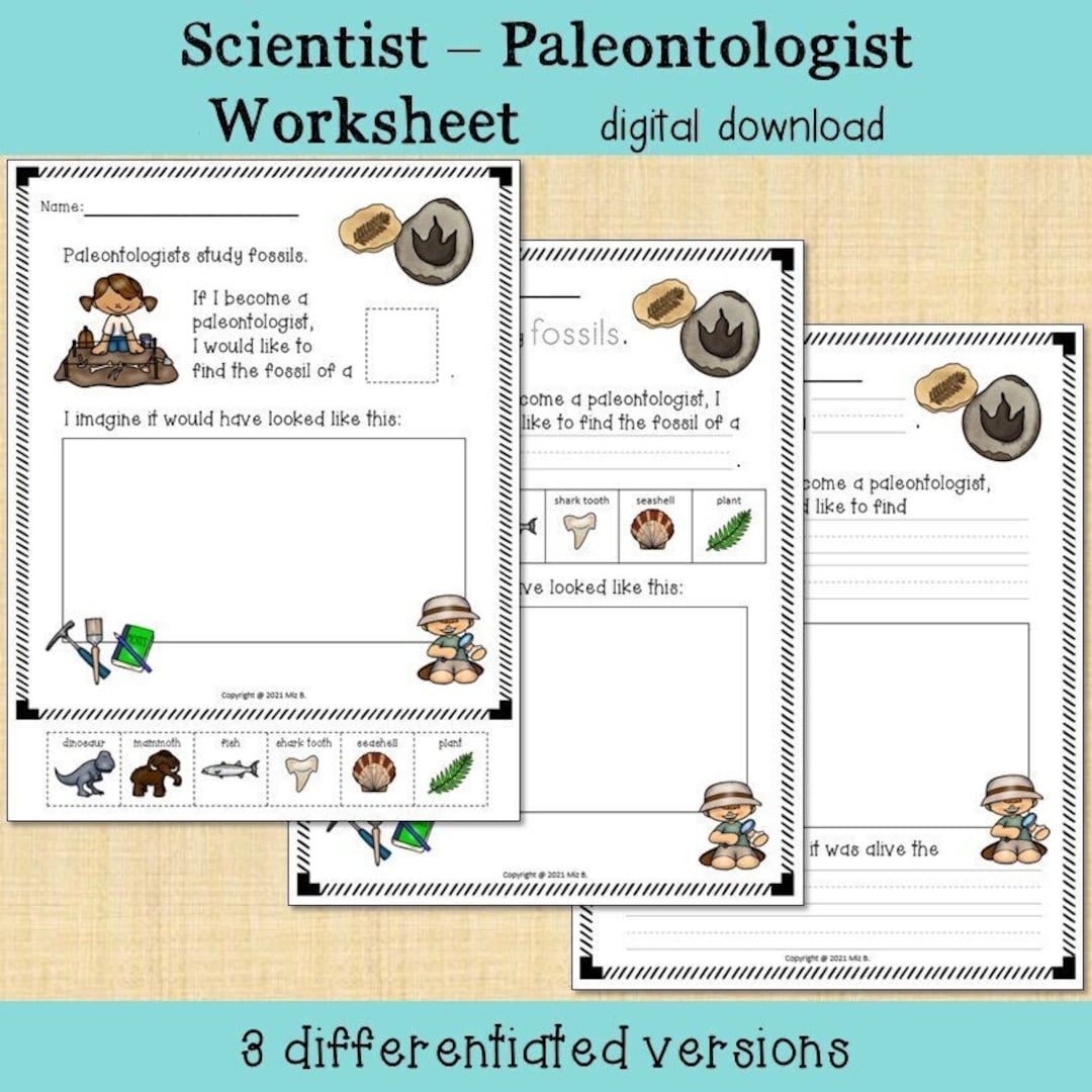 If I Become a Paleontologist Worksheet Coloring and Writing Prompt - Etsy
