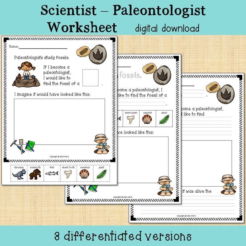 If I Become a Paleontologist Worksheet Coloring and Writing Prompt - Etsy