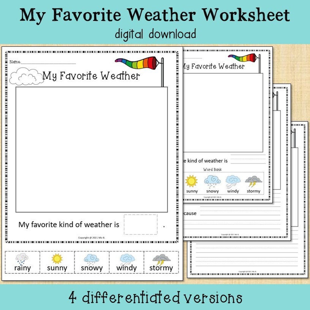 My Favorite Weather Worksheet Printable - Etsy