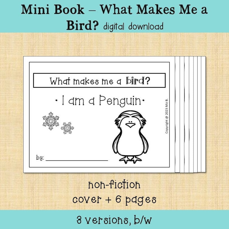 What Makes Me a Bird? Penguin Mini Coloring Book Printable - Etsy