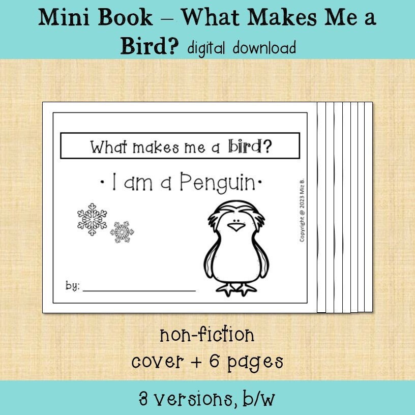 What Makes Me a Bird? Penguin Mini Coloring Book Printable - Etsy