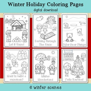 Winter Holiday Coloring Pages Sheets Christmas Hannukah Kwanzaa - Etsy