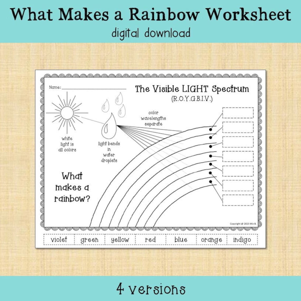 What Makes a Rainbow Coloring Worksheet - Etsy