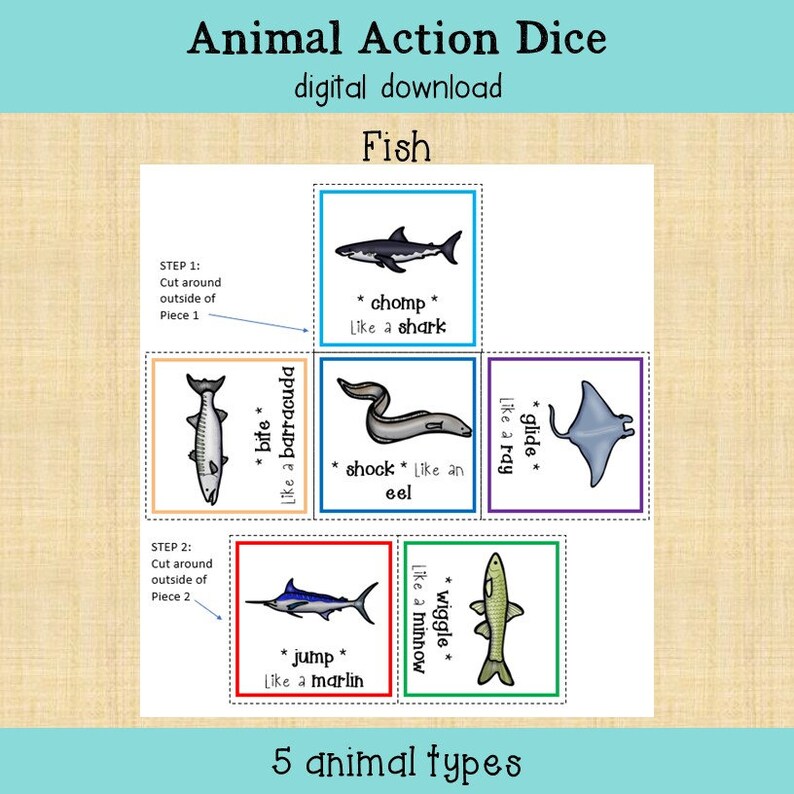 Action Dice Printable - Animal Types - Etsy