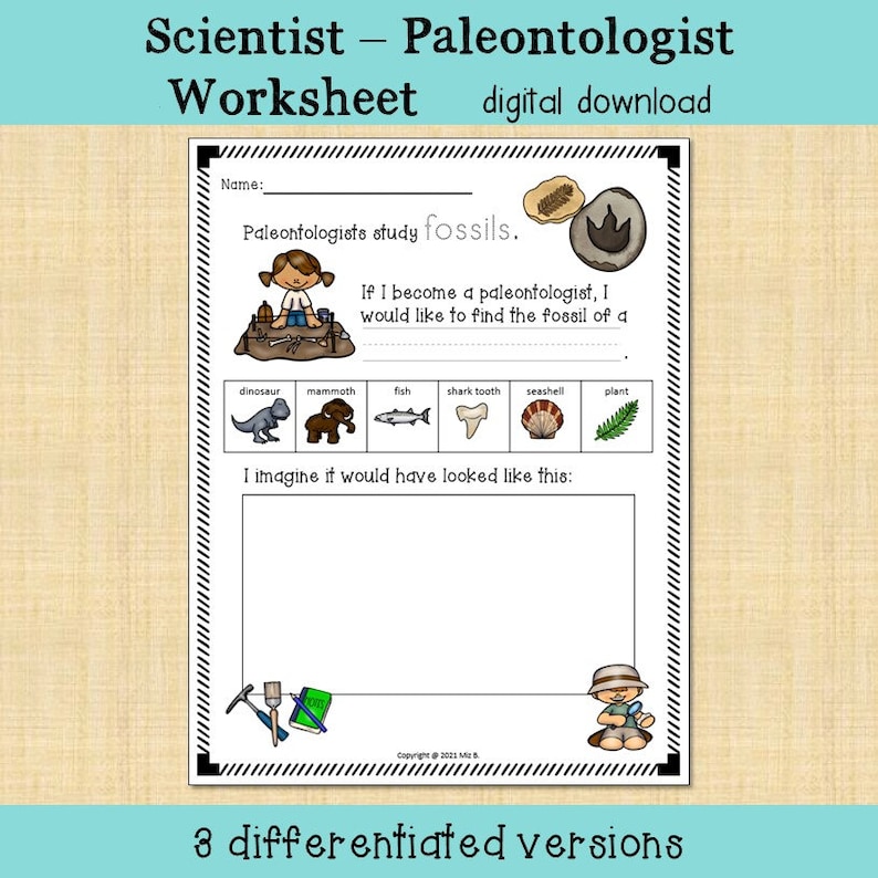 If I Become a Paleontologist Worksheet Coloring and Writing Prompt - Etsy