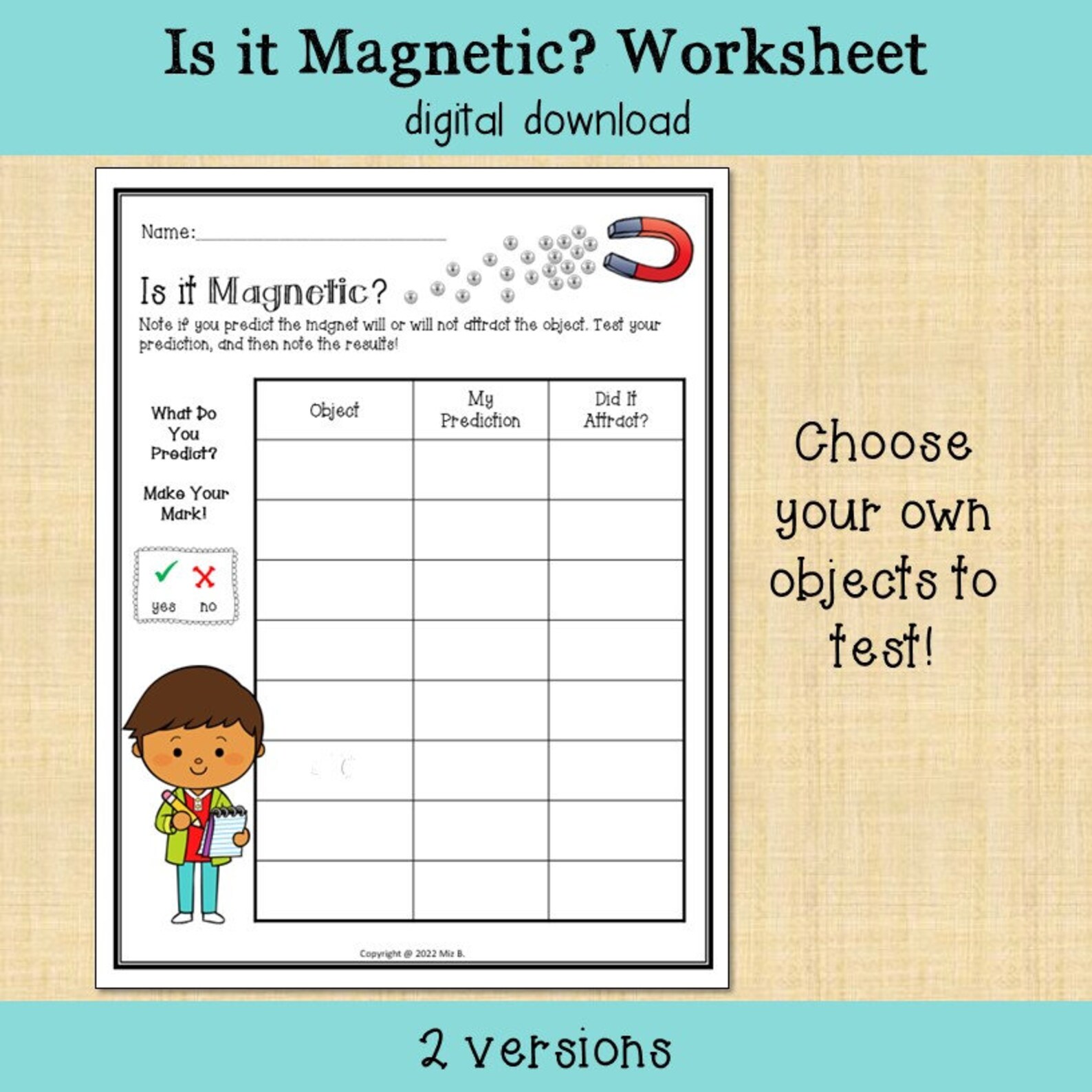 Is It Magnetic? Predict and Test Worksheet Printable - Etsy