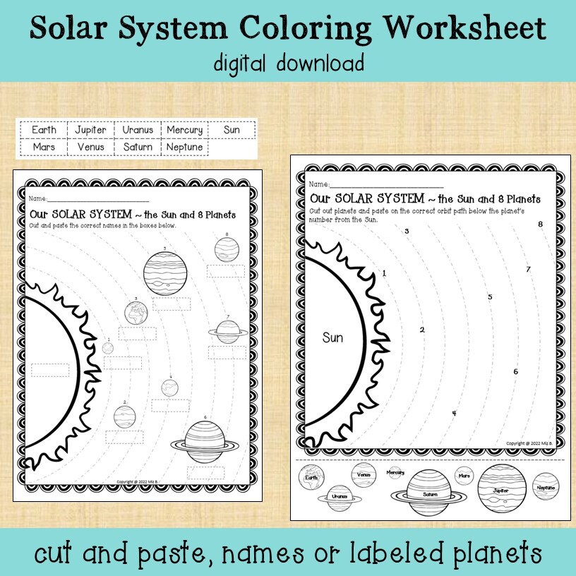 Solar System Worksheet and Coloring Page - Etsy