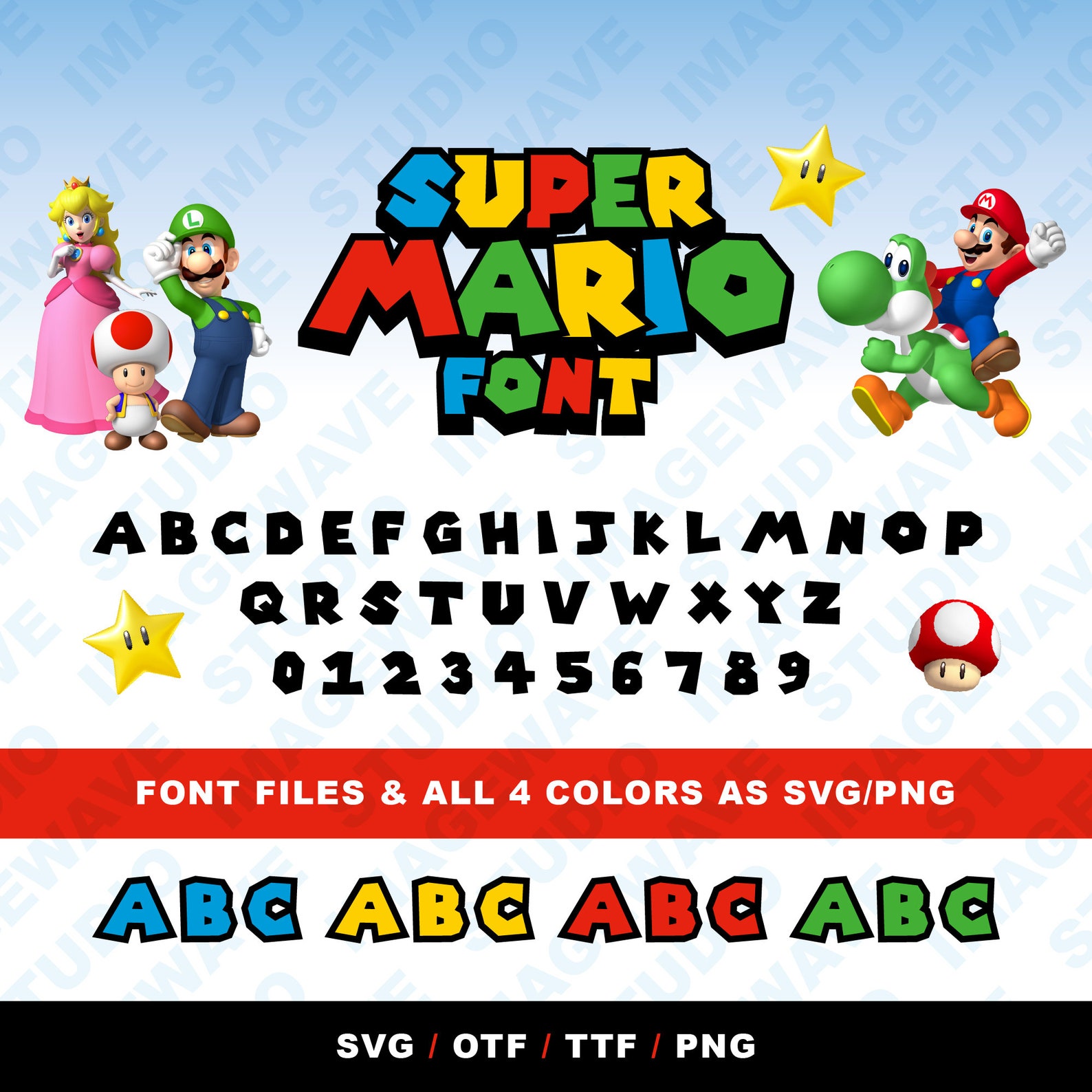 Mario Font, Mario Alphabet Svg, Super RGYB Font Svg, Mario Luigi Svg ...