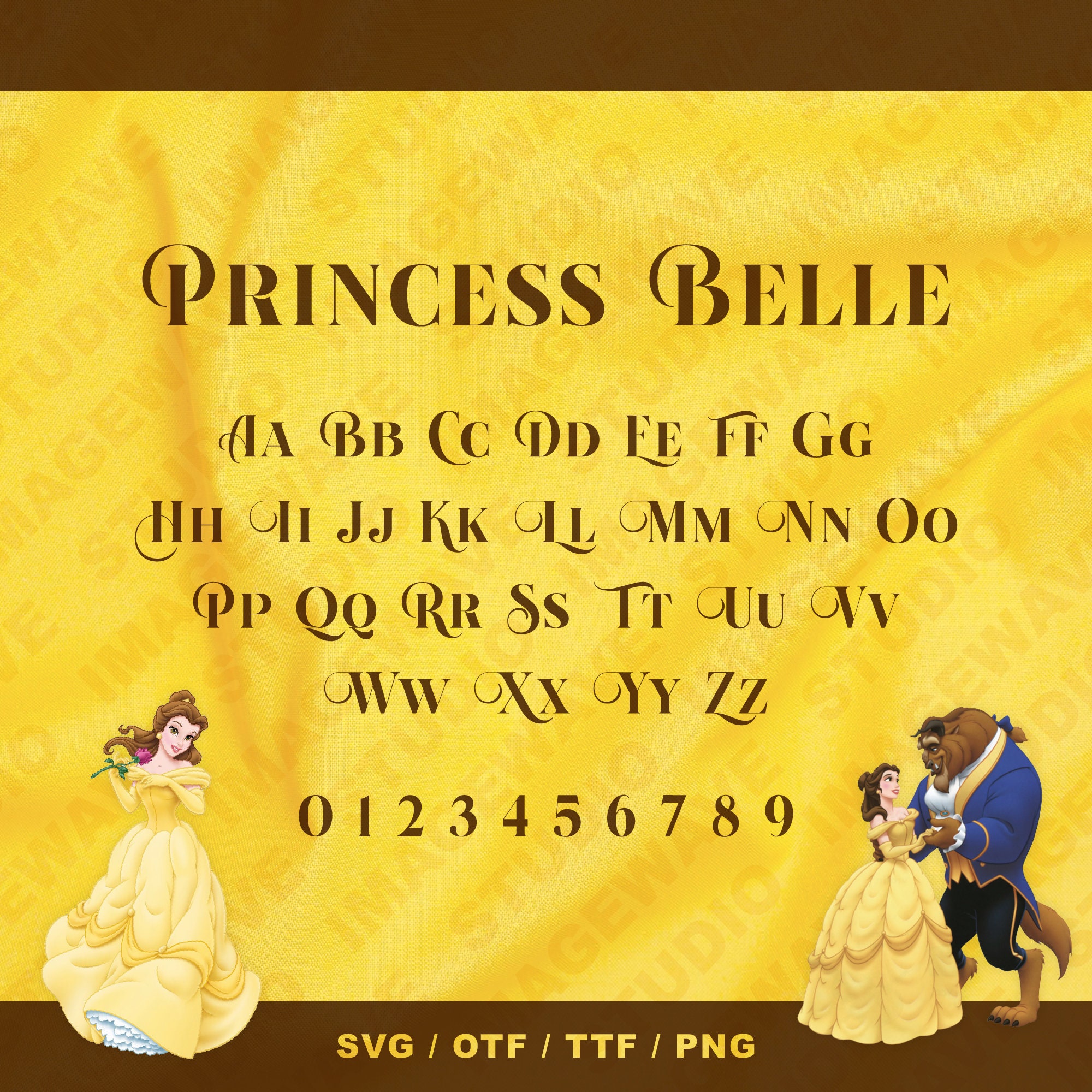 Princess Belle Font: Beauty and the Beast Alphabet (digital Download ...