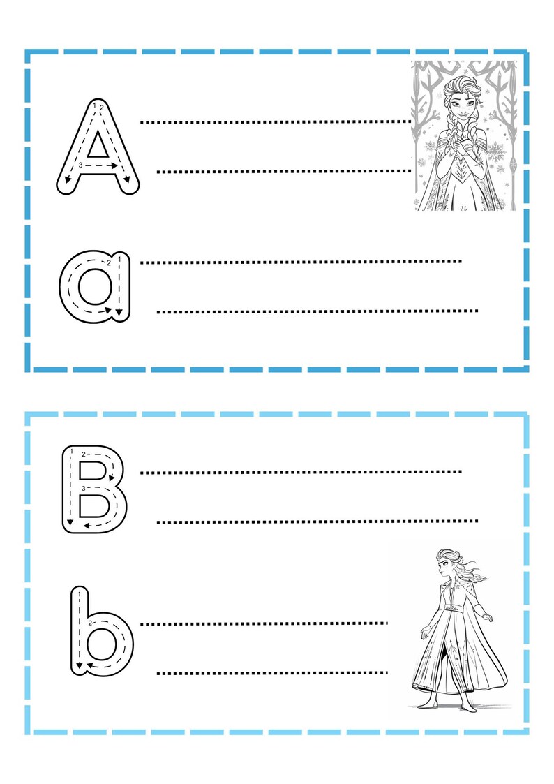 Frozen 26 ABC Tracing Cards Alphabet Tracing Preschool- Kindergarten ...