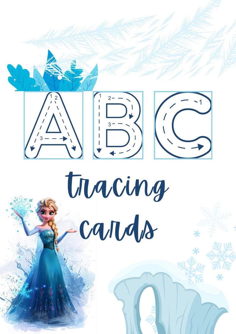 Frozen 26 ABC Tracing Cards Alphabet Tracing Preschool- Kindergarten ...
