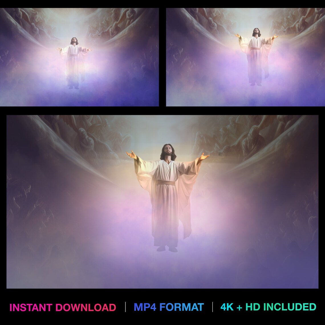 MP4 Animation Video of Jesus Christ Rising up Towards Heaven, Spiritual ...