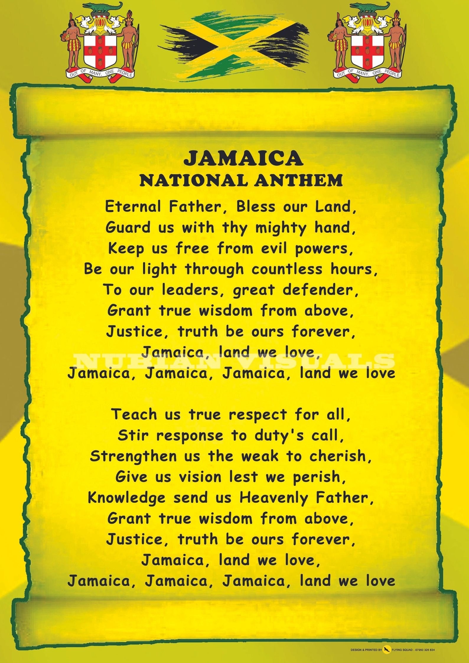 Jamaica National Anthem Poster - A3 Size - Etsy