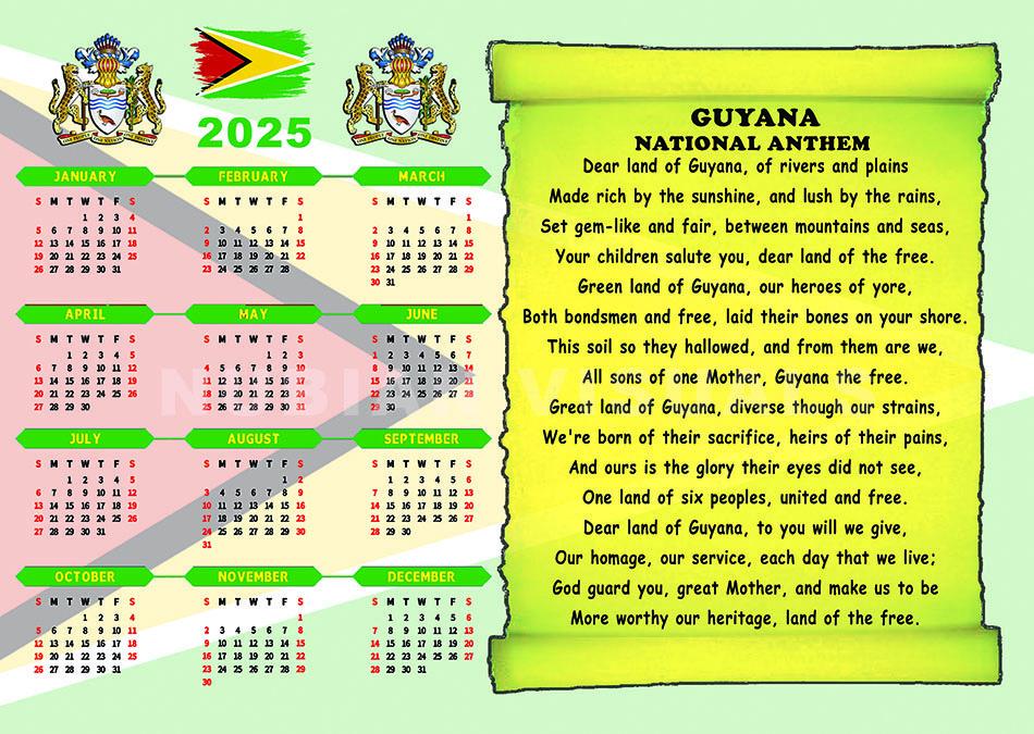 Guyana Anthem A3 2024 Calendar - Etsy