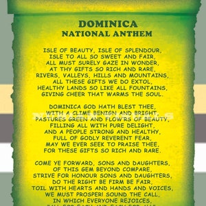 Dominica National Anthem Poster - A3 Size - Etsy