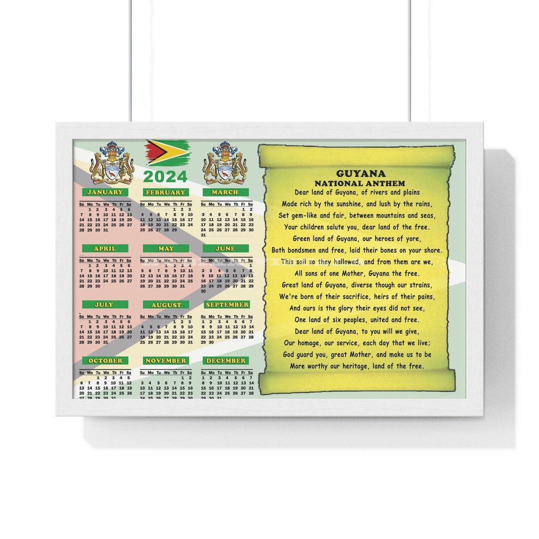 Guyana Anthem A3 2024 Calendar Premium Framed Wall Art - Etsy