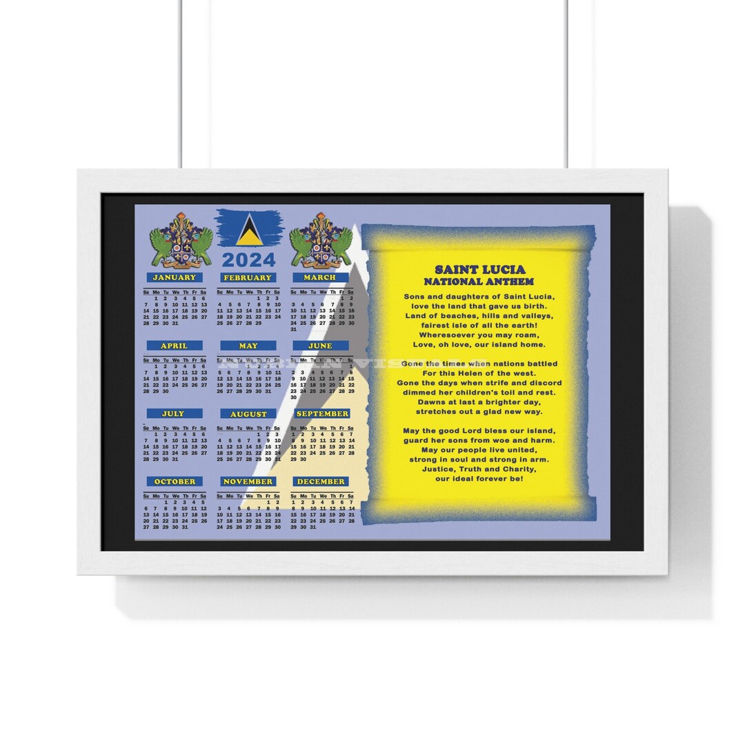 St Lucia National Anthem A3 2024 Calendar Premium Framed Artwork - Etsy