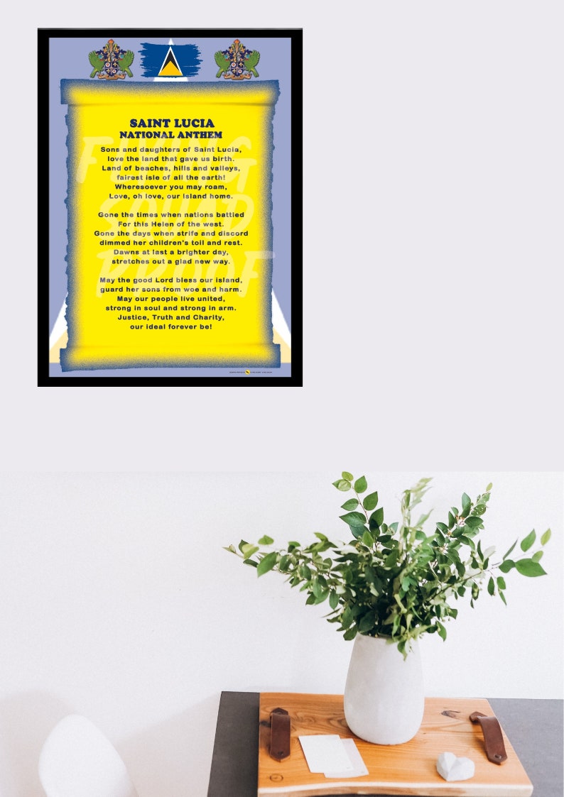 St. Lucia National Anthem Poster - A3 Size - Etsy UK