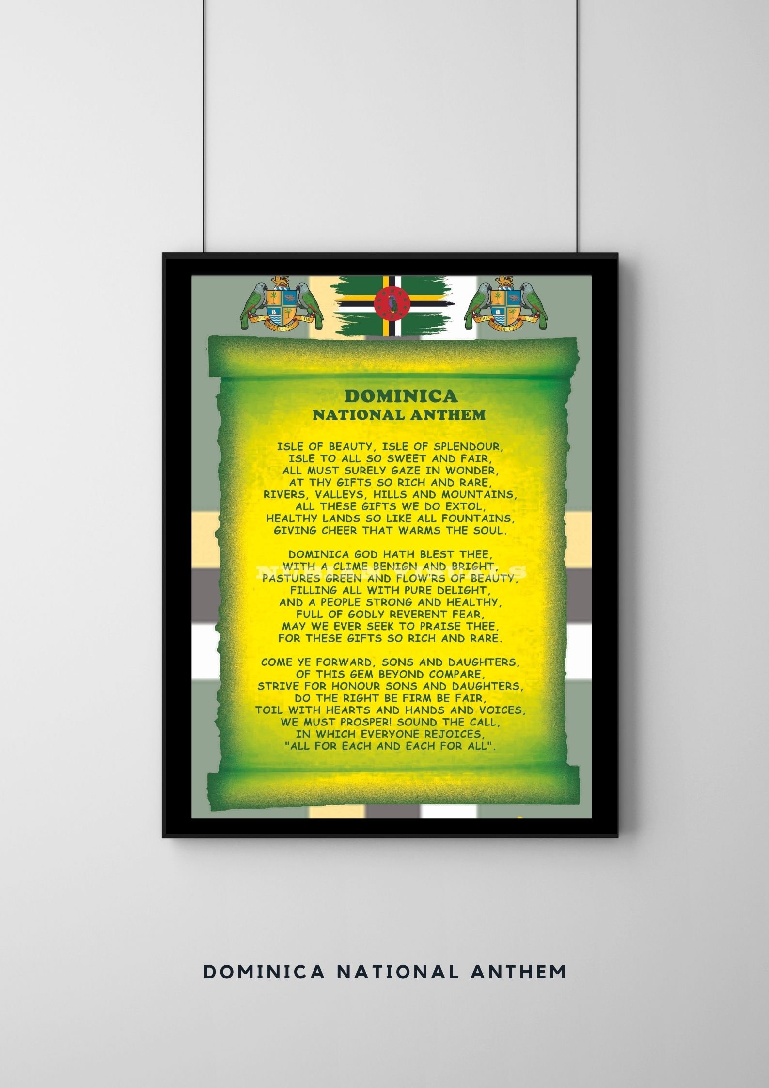 Dominica National Anthem Poster - A3 Size - Etsy