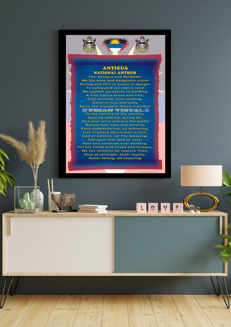 Antigua National Anthem Poster - A3 Size - Etsy