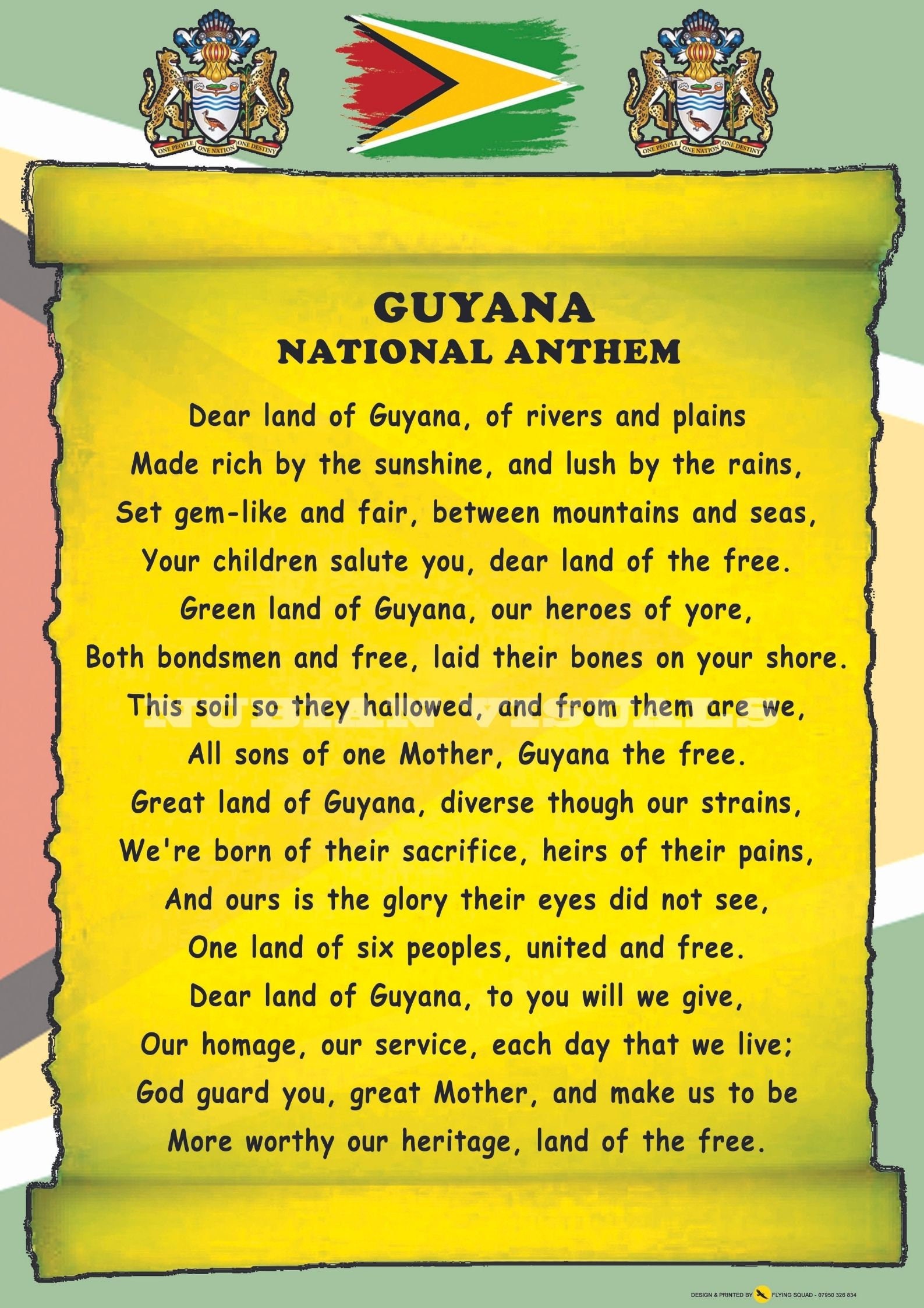 Guyana National Anthem Poster - A3 Size - Etsy